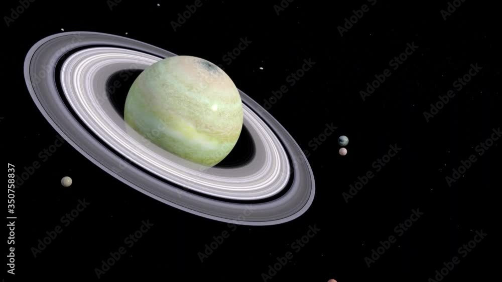3d animation of Saturn and its moons, Dione, Enceladus,Epimetheus ...