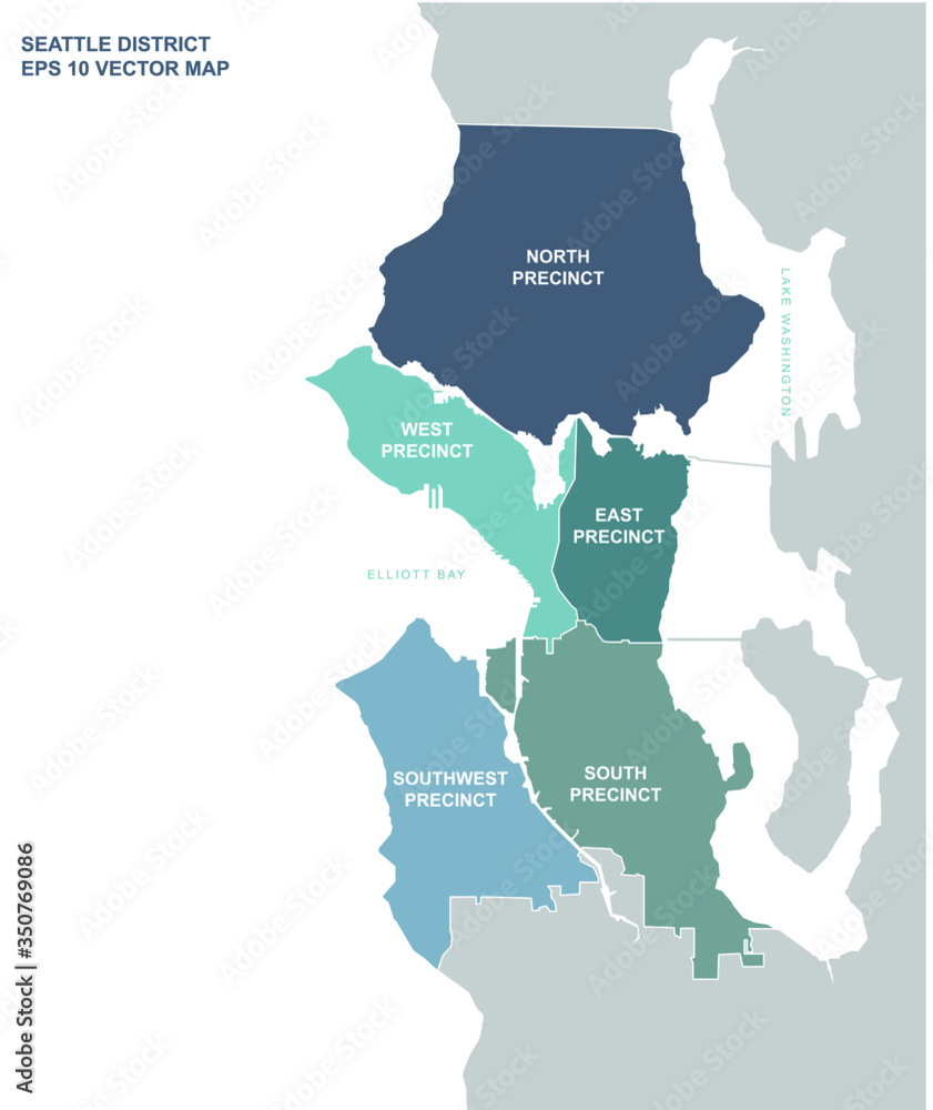 seattle map. vector map of seattle in washington state Stock Vector ...