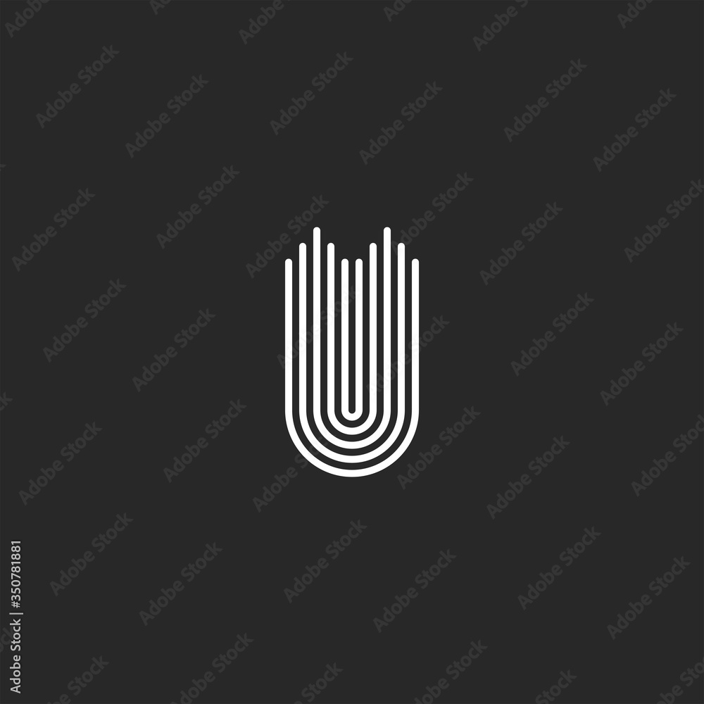 Letter U logo monogram, smooth parallel thin lines, sleek linear shape ...