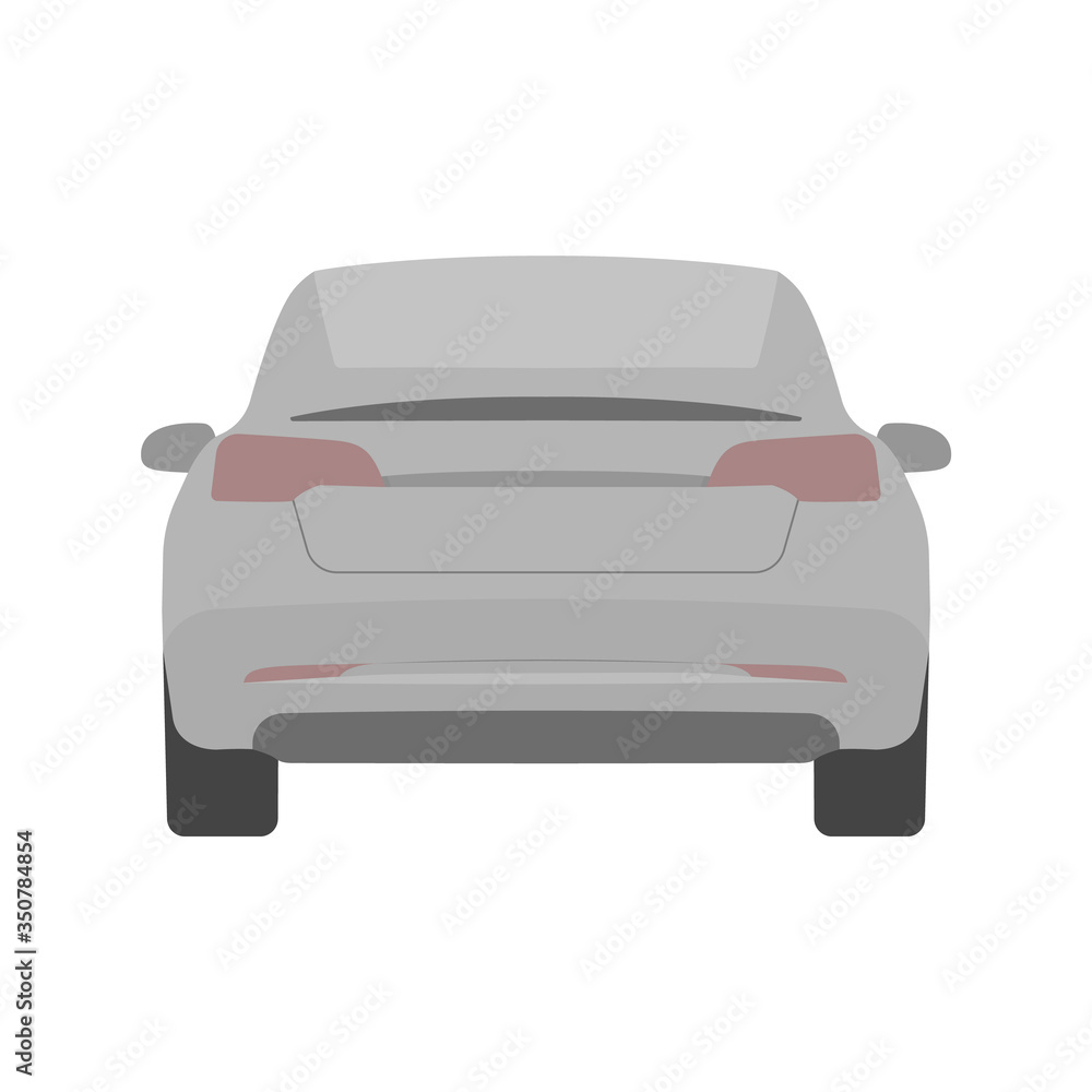 Car back view. Urban car. Vector line illustration isolated on white ...