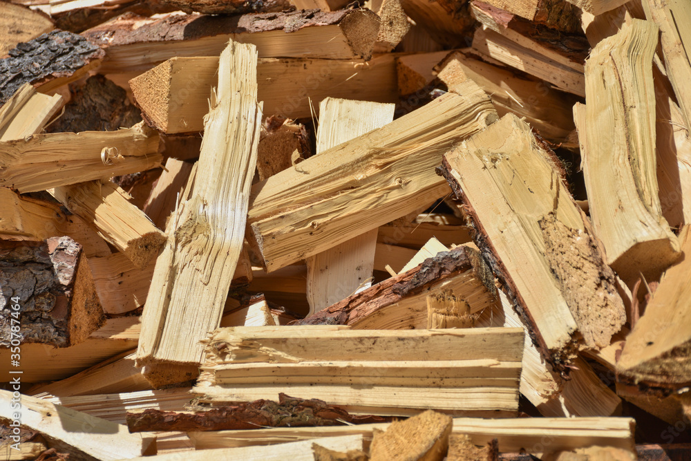 Holz, Scheit, Holzscheit, Brennholz, aufgestapelt, gespalten, Spaltholz ...