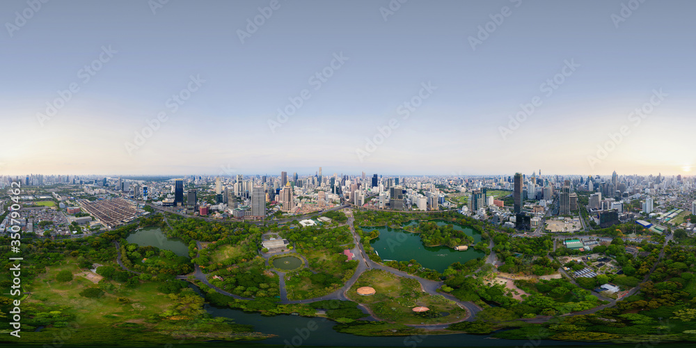 360 panorama by 180 degrees angle seamless panorama of aerial of green ...
