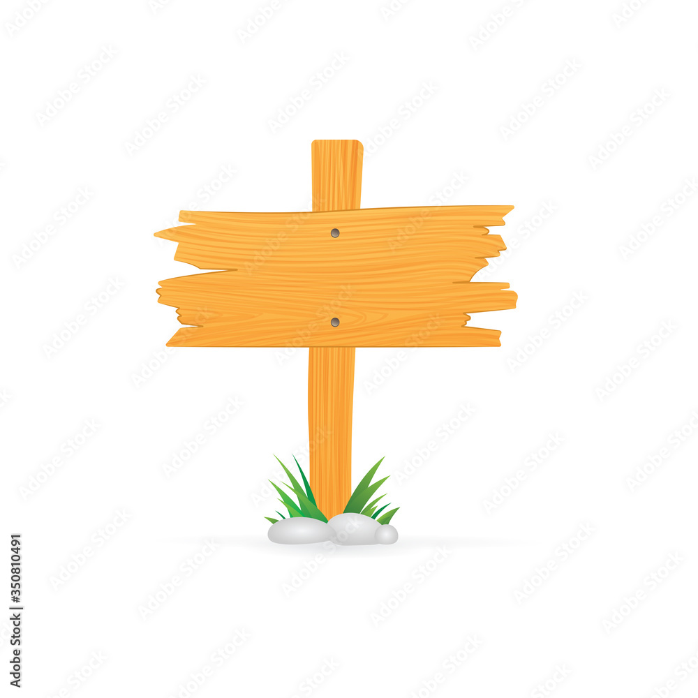 Wood road sign. Cartoon styled drawing wooden signboard vector ...
