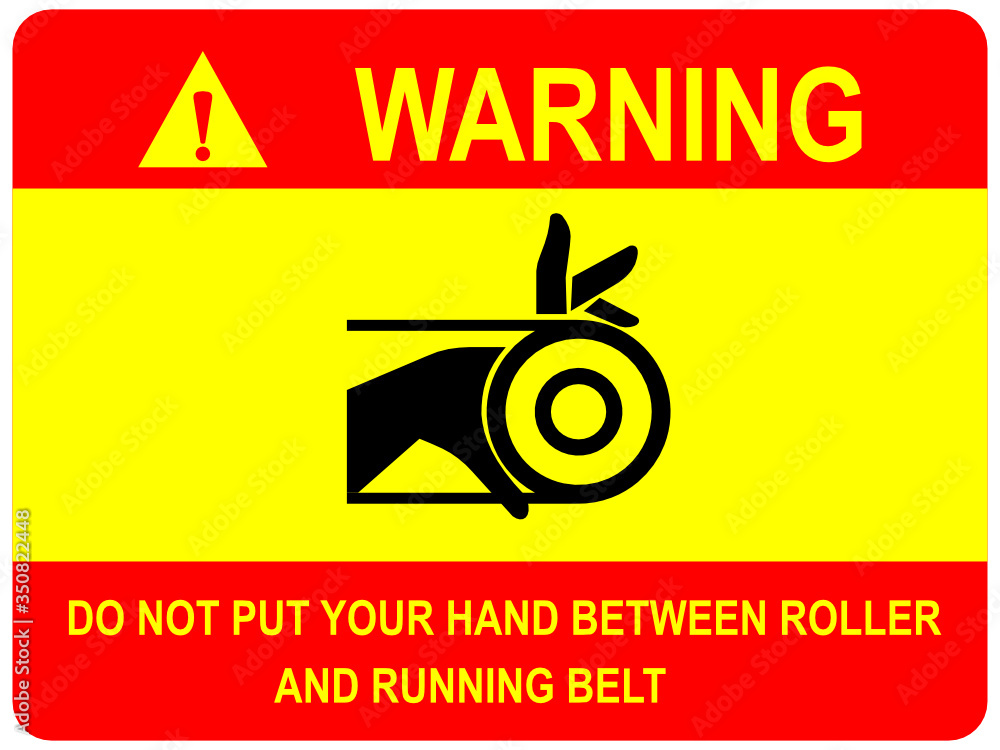 Warning moving machinery vector sign isolated on white background ...
