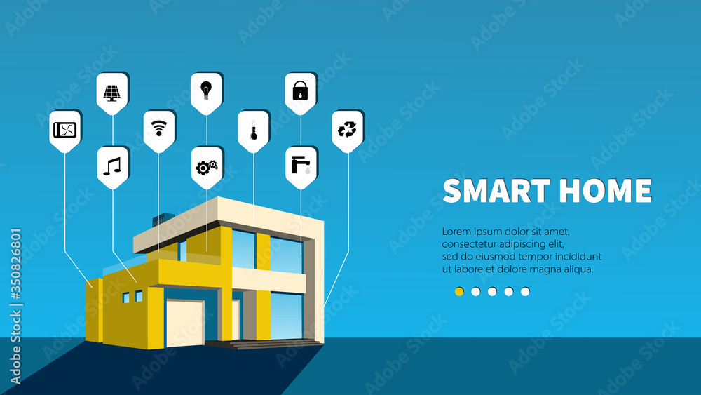 Modern Smart Home. Concept of smart house technology system with ...