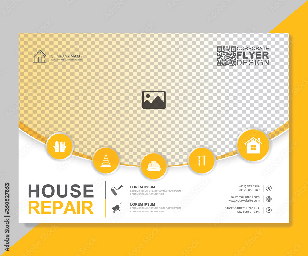 Construction Tools Cover A4 Template Design Stock Vector | Adobe Stock