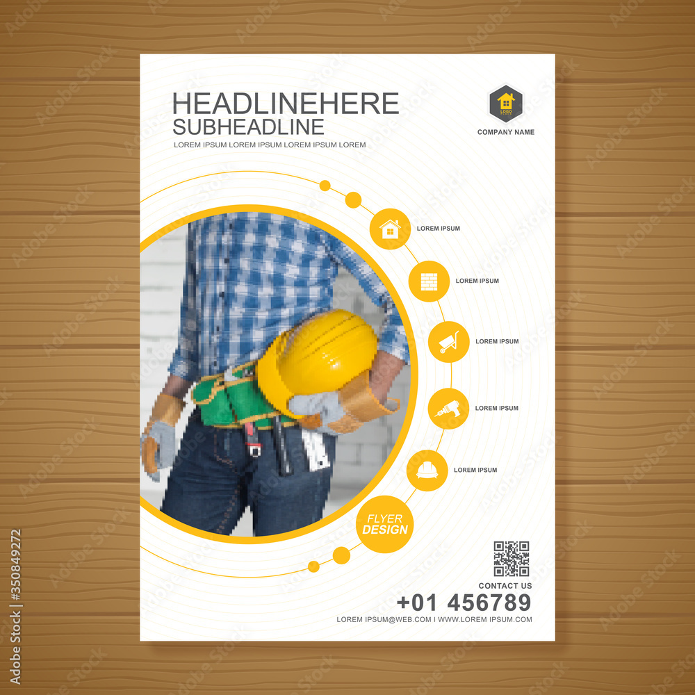 Construction tools cover a4 template for a report and brochure design ...