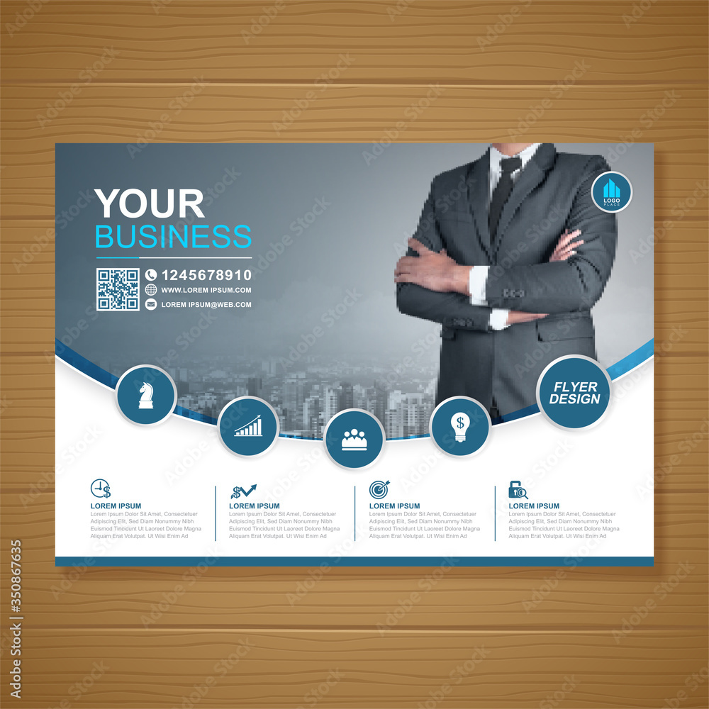 Corporate business cover a4 template and flat icons for a report and ...