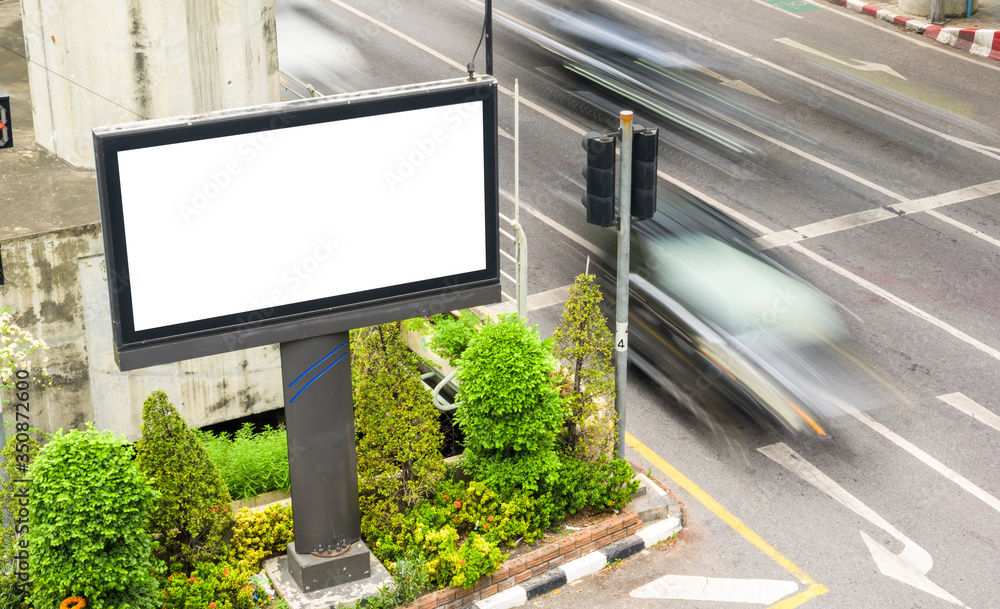 Blank advertisement billboard, mock up, information board with traffic ...