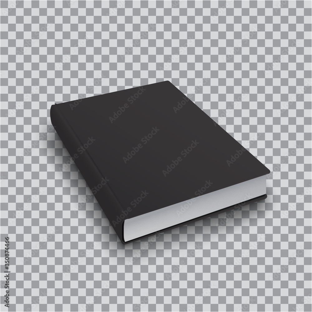 3d Blank book template with black cover on transparent background ...