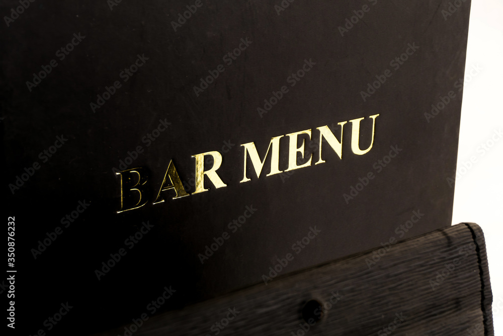 Bar menu room service leather card black Stock Photo | Adobe Stock