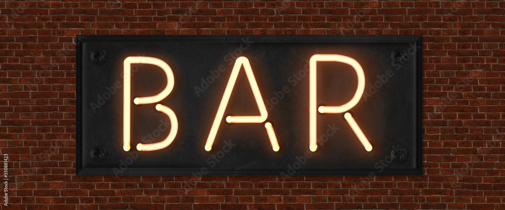 Retro neon sign with the word bar. Vintage electric symbol. Burning a ...