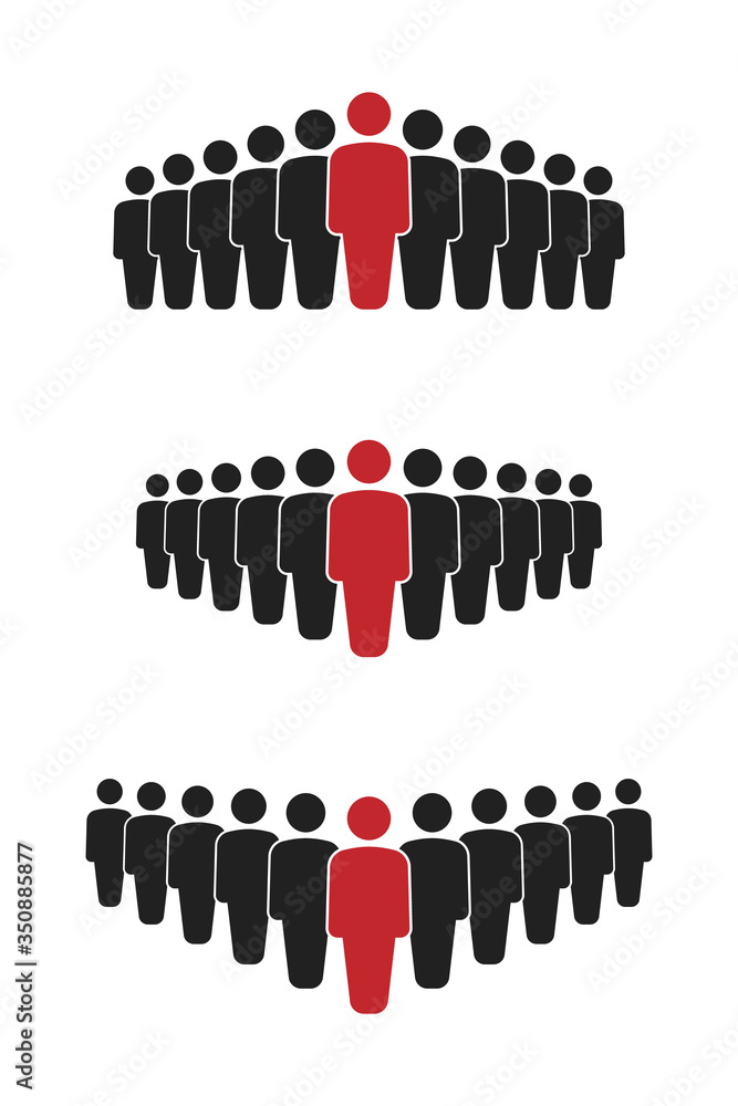 people group icon set, working group team with leader, teambuilding ...