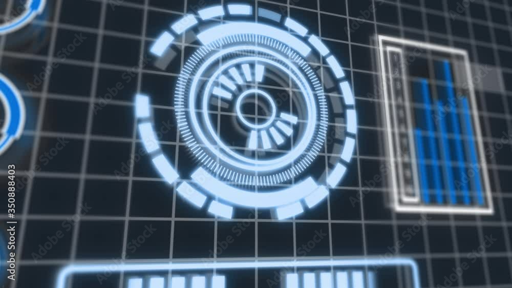 4K B-Roll of Blue HUD interface and technology, ui futuristic concept ...