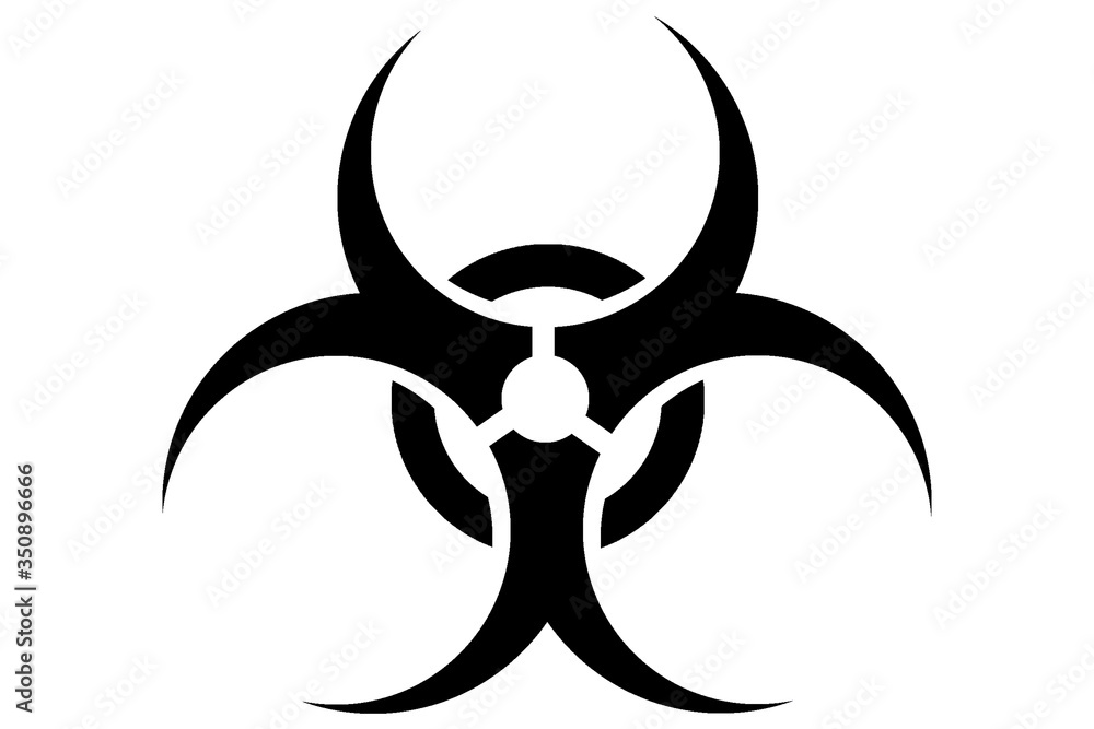 Danger biohazard caution sign, isolated on a white background. Warning ...