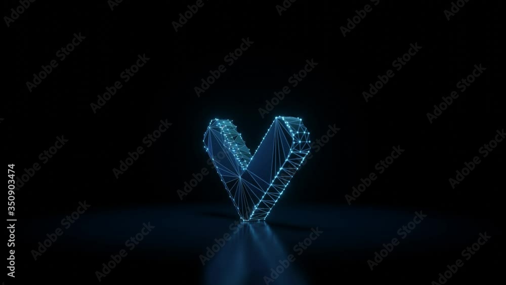 Vidéo Stock 3d rendering seamless loop 4k rotation wireframe neon glowing symbol of angle arrow ...