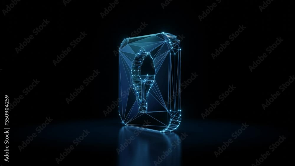 3d rendering seamless loop 4k rotation wireframe neon glowing icon of tips app in iOS style with ...