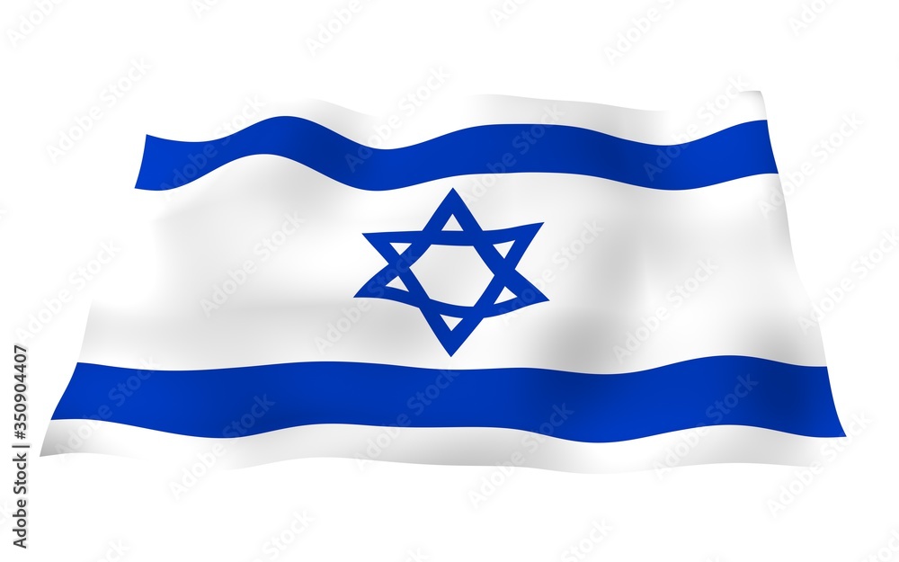 The flag of Israel. State symbol of the State of Israel. A blue Star of ...