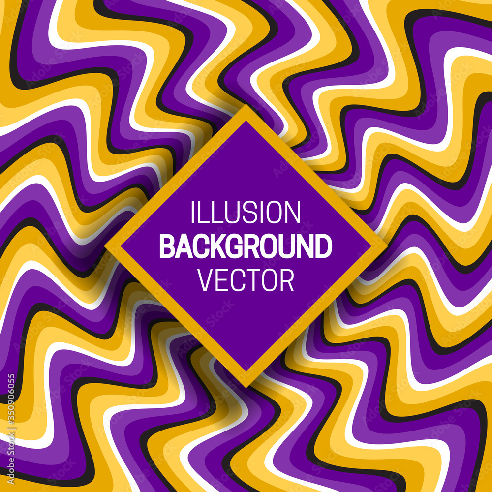 Square frame on purple golden optical illusion hypnotic background of ...