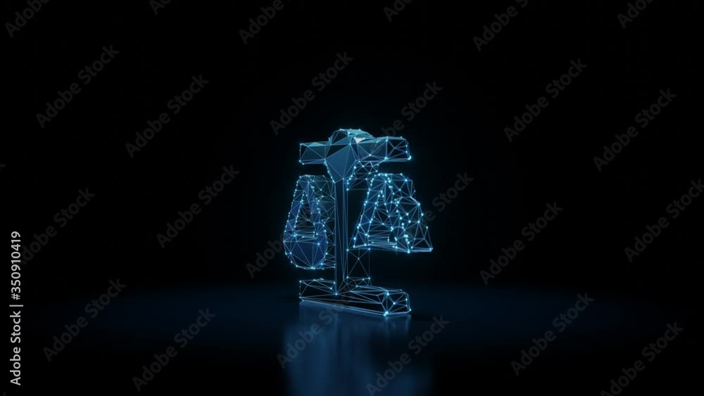 3d rendering seamless loop 4k rotation wireframe neon glowing symbol of ...