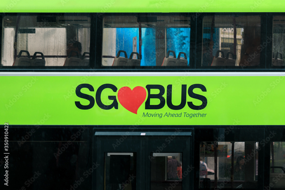 Close up of SG bus logo on green Double Decker Bus, operated by SBS ...