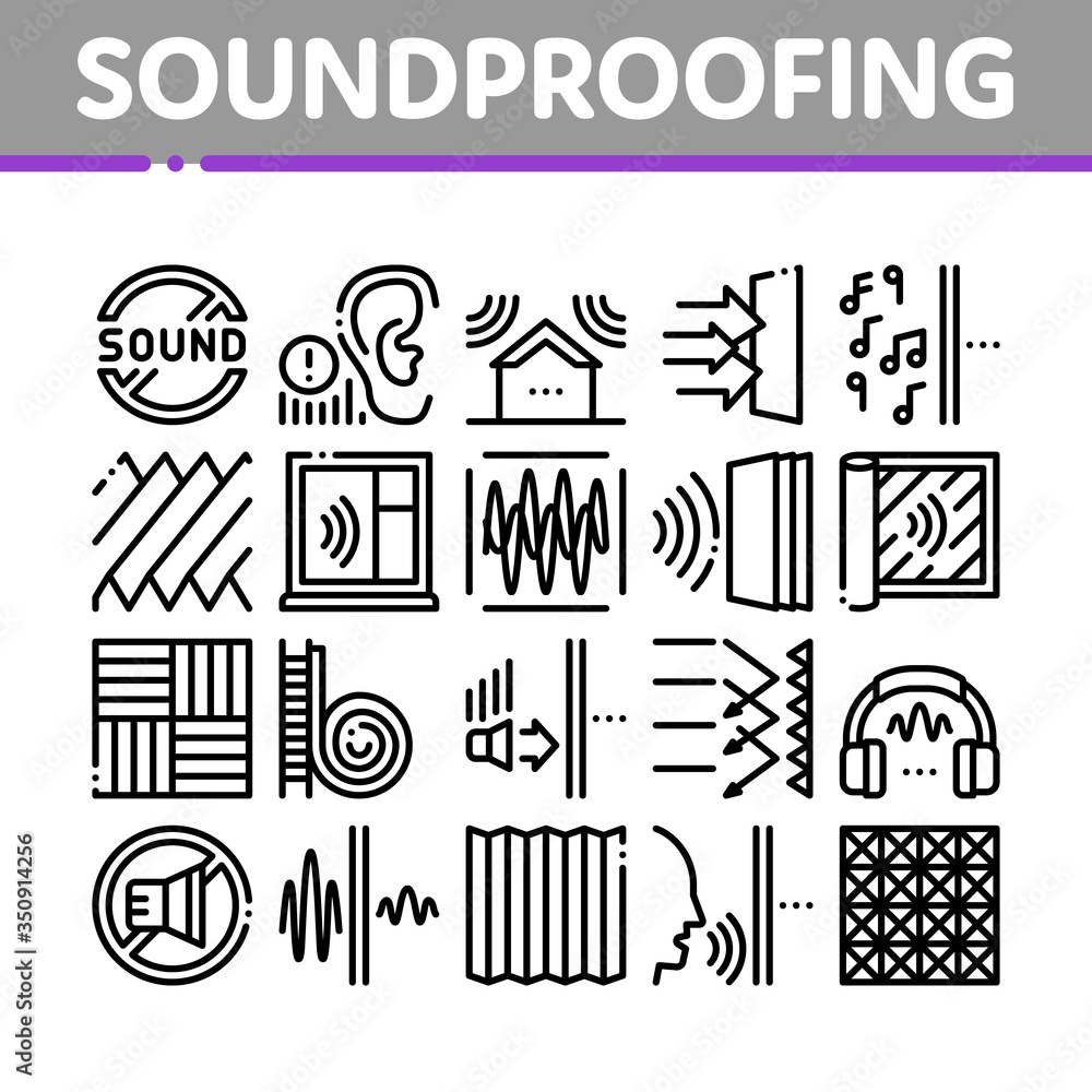 Soundproofing Building Material Icons Set Vector. Collection Of ...