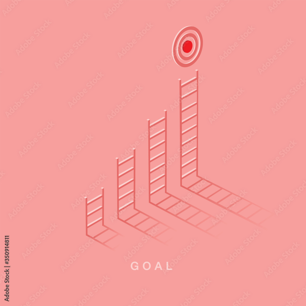 Growth or increase design concept. Ladder step as staircase growing up ...