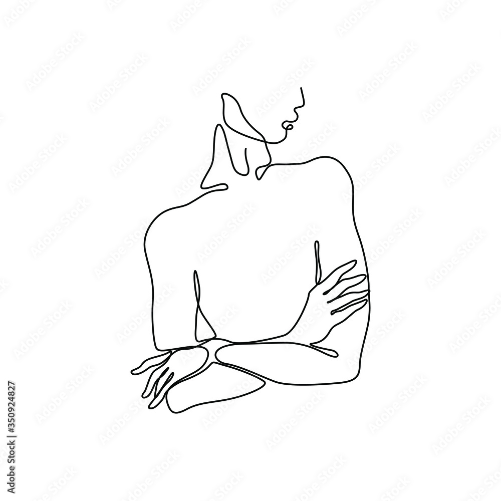 Woman abstract silhouette, single line on a white background ...