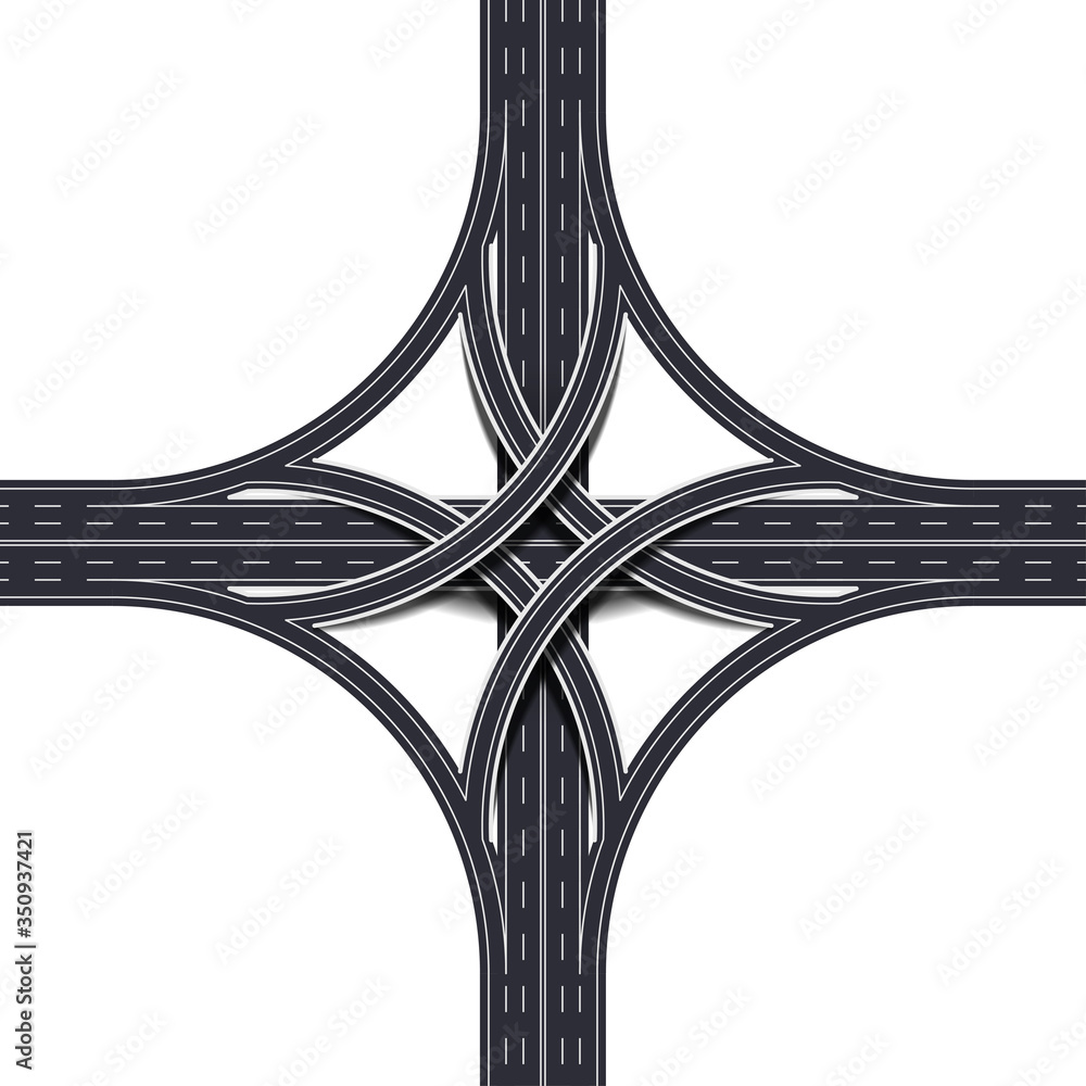 Stack interchange four level, four way interchange with loop ramps ...