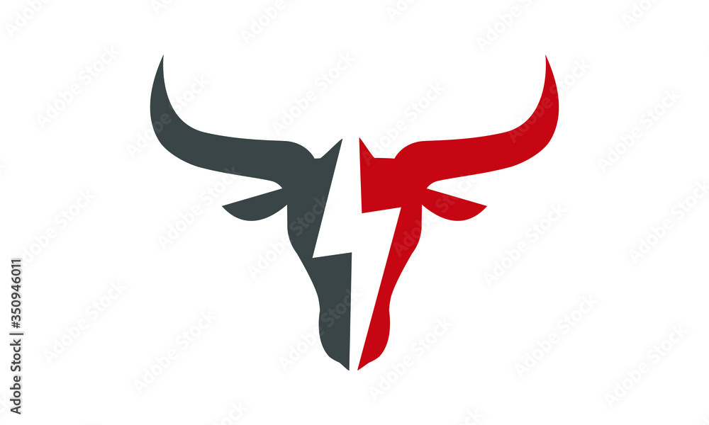 Energy bullhead vector logo set concept, simple Buffalo sign, Bull ...