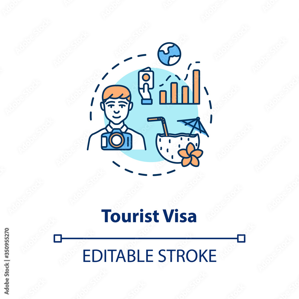 Tourist visa concept icon. Abroad vacation. Travel document application ...