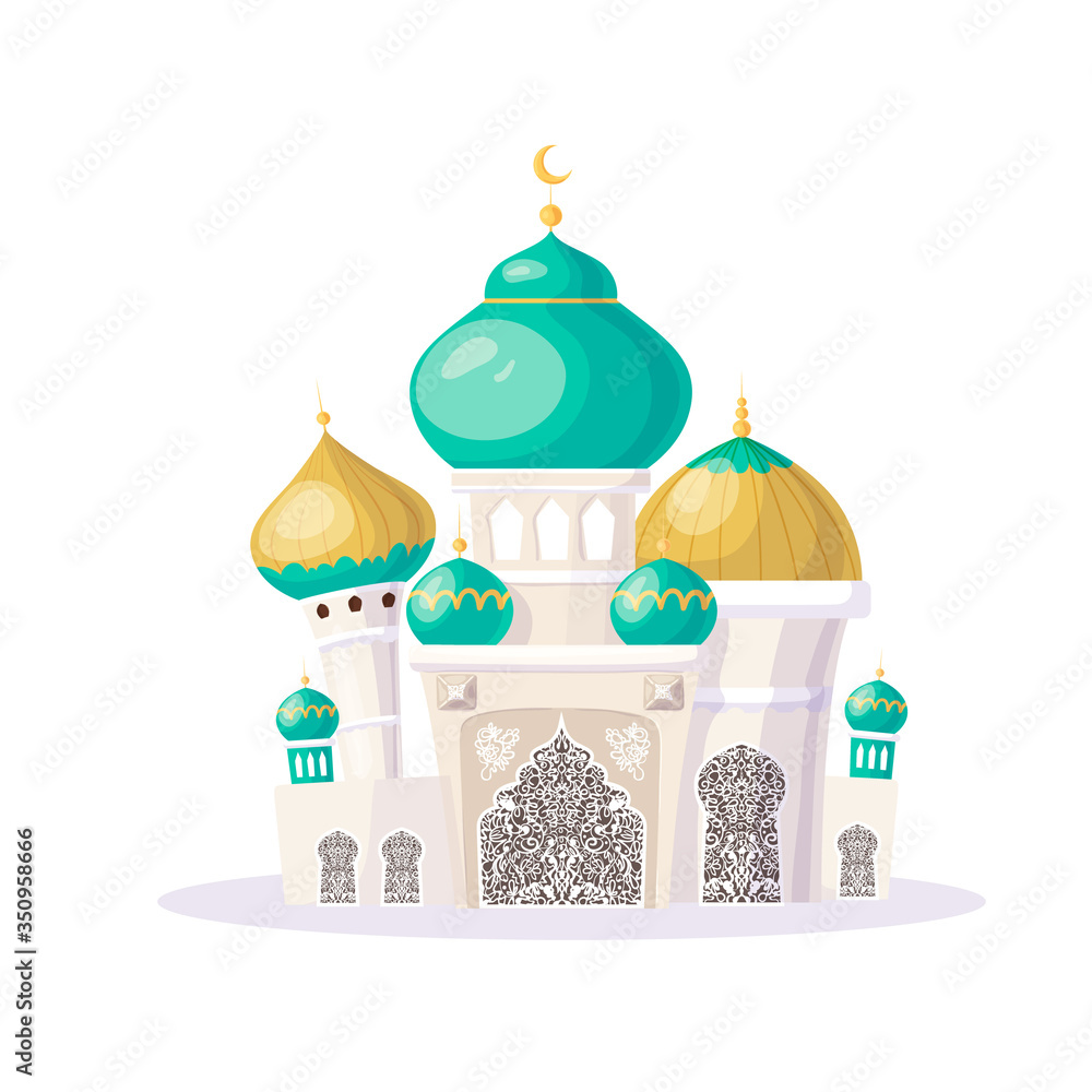 Muslim castle. Cartoon Islamic mosque. vector illustration. Stock ...