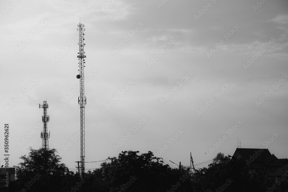 Telecommunication tower of 4G and 5G cellular. Antenna transmission ...
