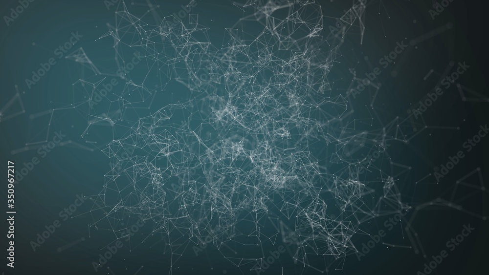 Digital technology background. Abstract white dots are connected by ...