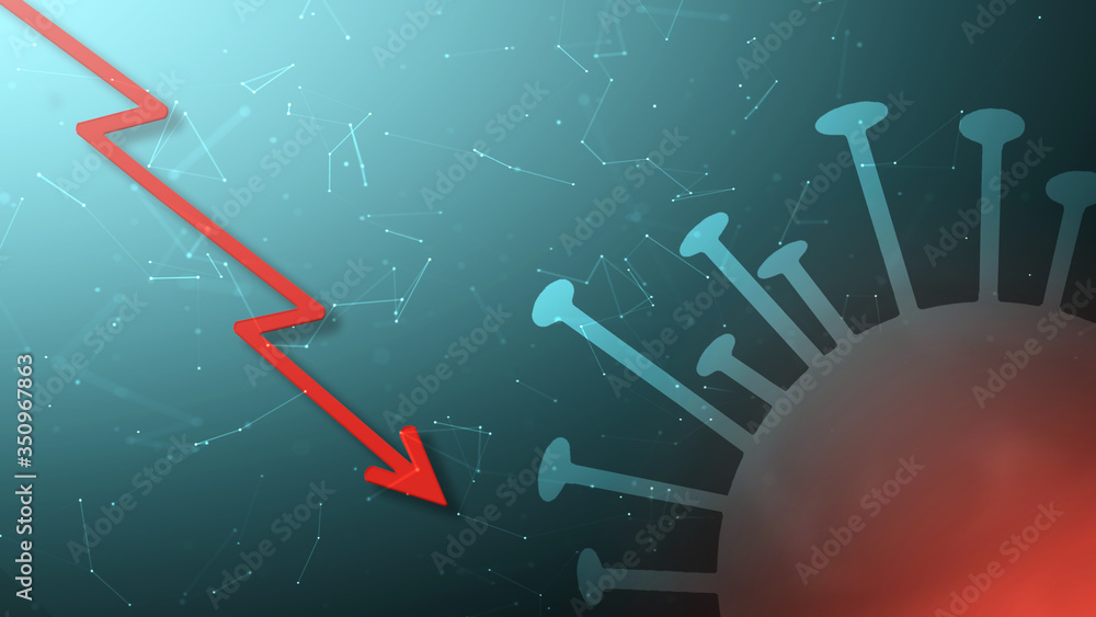 Viral background. A microscopic viral particle on a blue medical ...