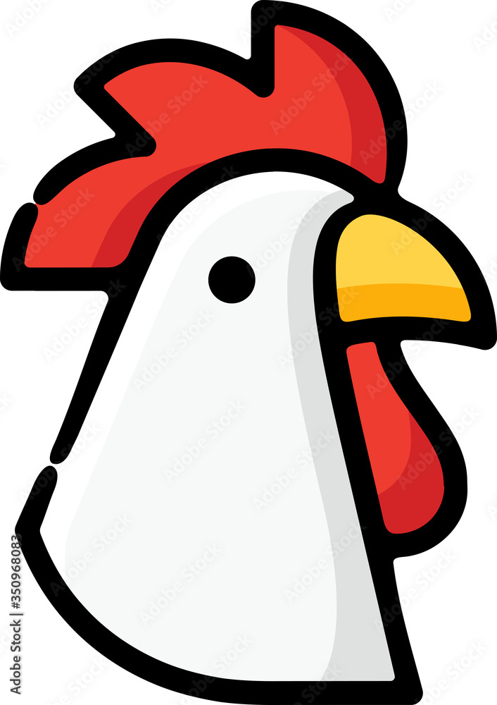 Chicken Head Doodle Sketch Icon Stock Vector | Adobe Stock