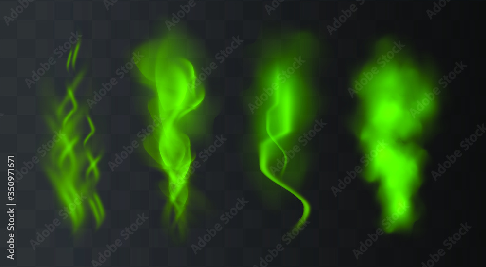 Green stink bad smell, smoke or poison gases,chemical toxic vapour ...