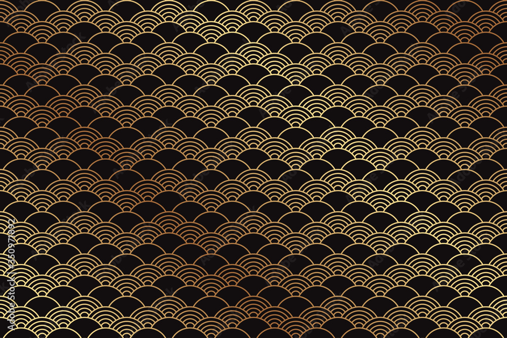 Seamless pattern in chinese style. Black oriental background with ...