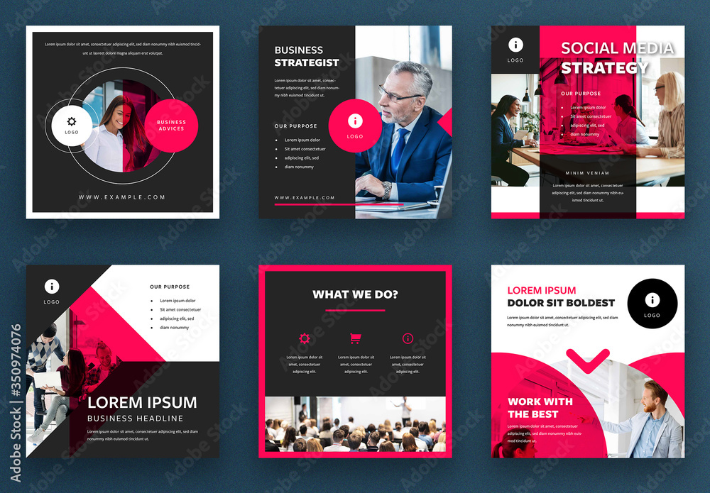 Red Business Social Media Post Layout Kit Stock Template | Adobe Stock