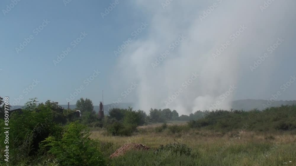 Landfill fire , footage from the distance of the fire on the dump ...