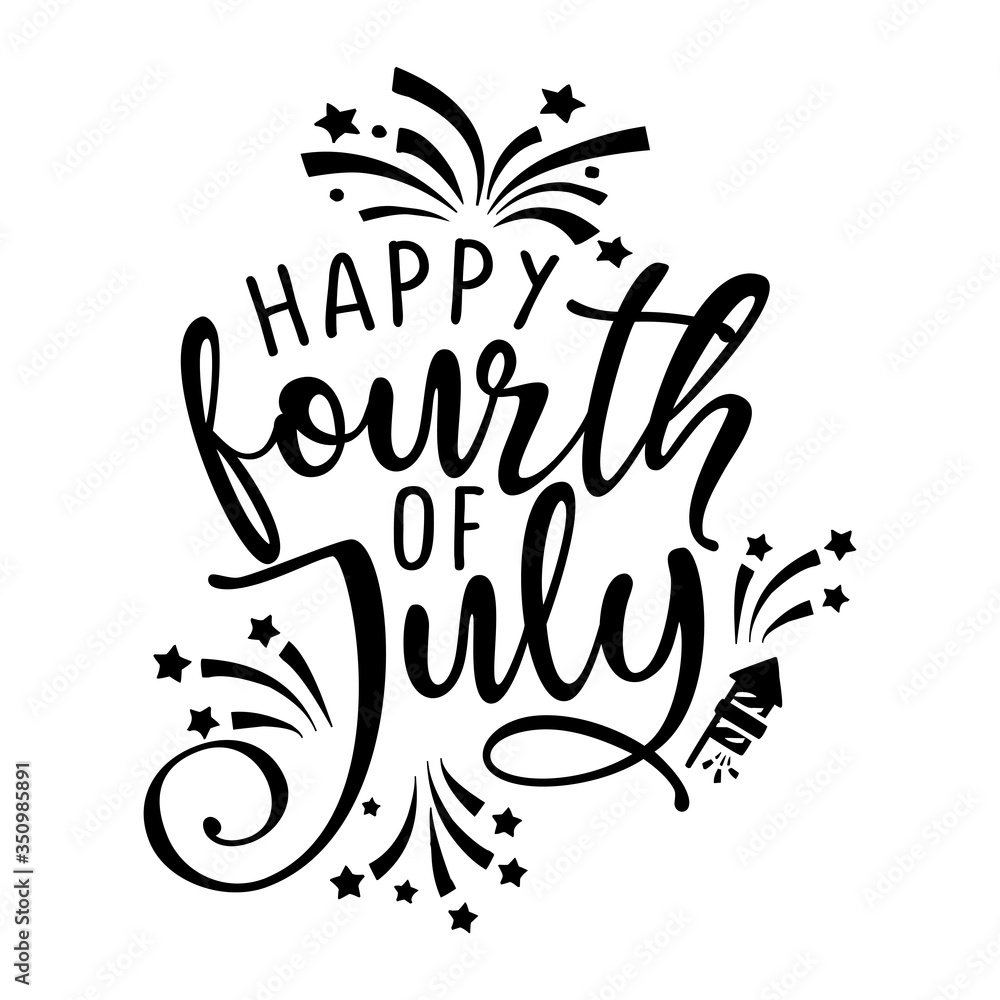 Happy 4th Of July Black And White