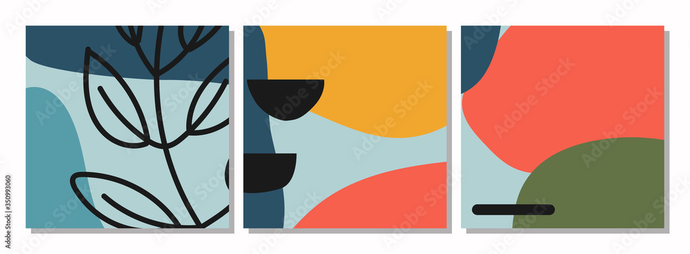 Vector set of social media post templates with abstract organic shapes ...