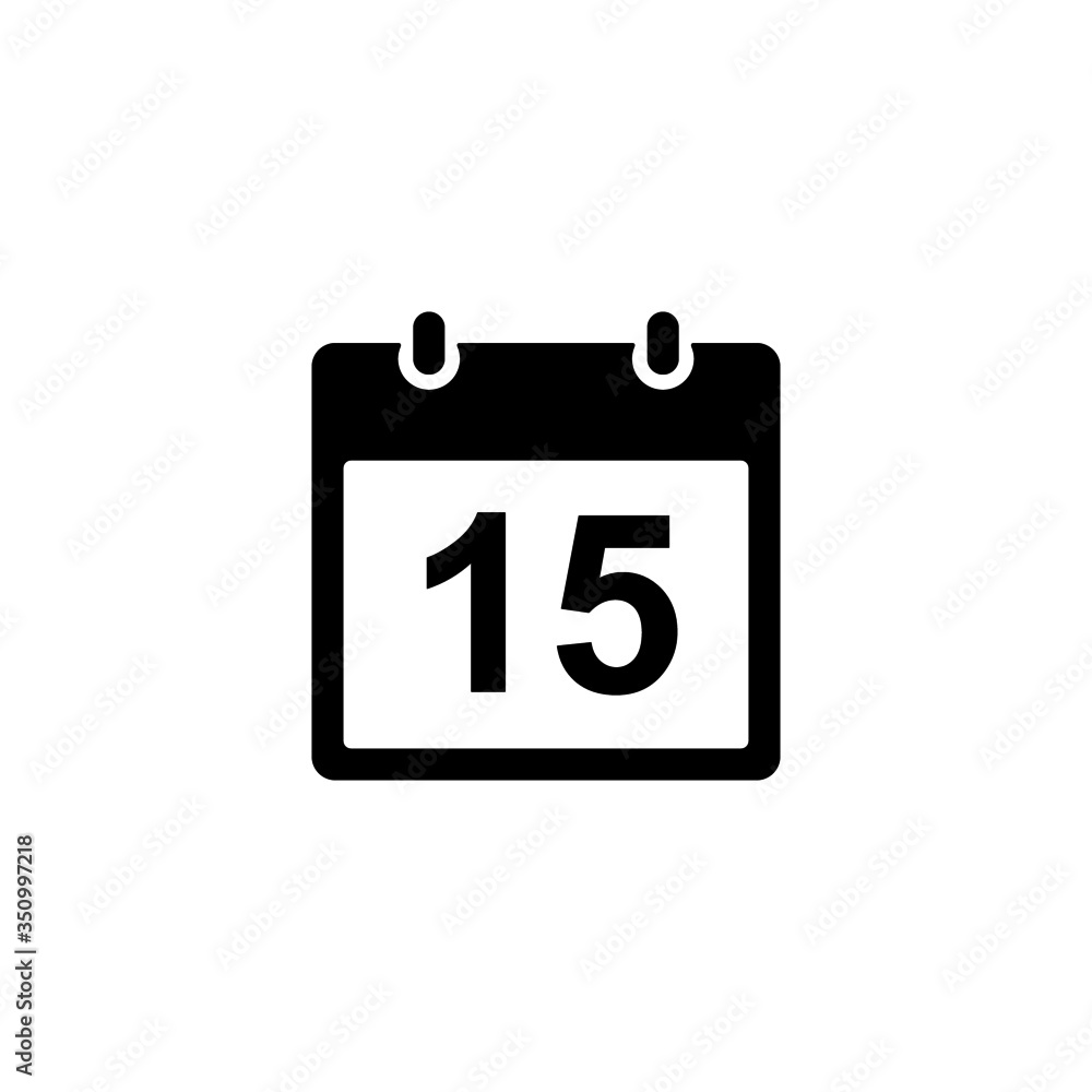 Calendar icon - day 15. Simple black glyph date silhouette for web ...