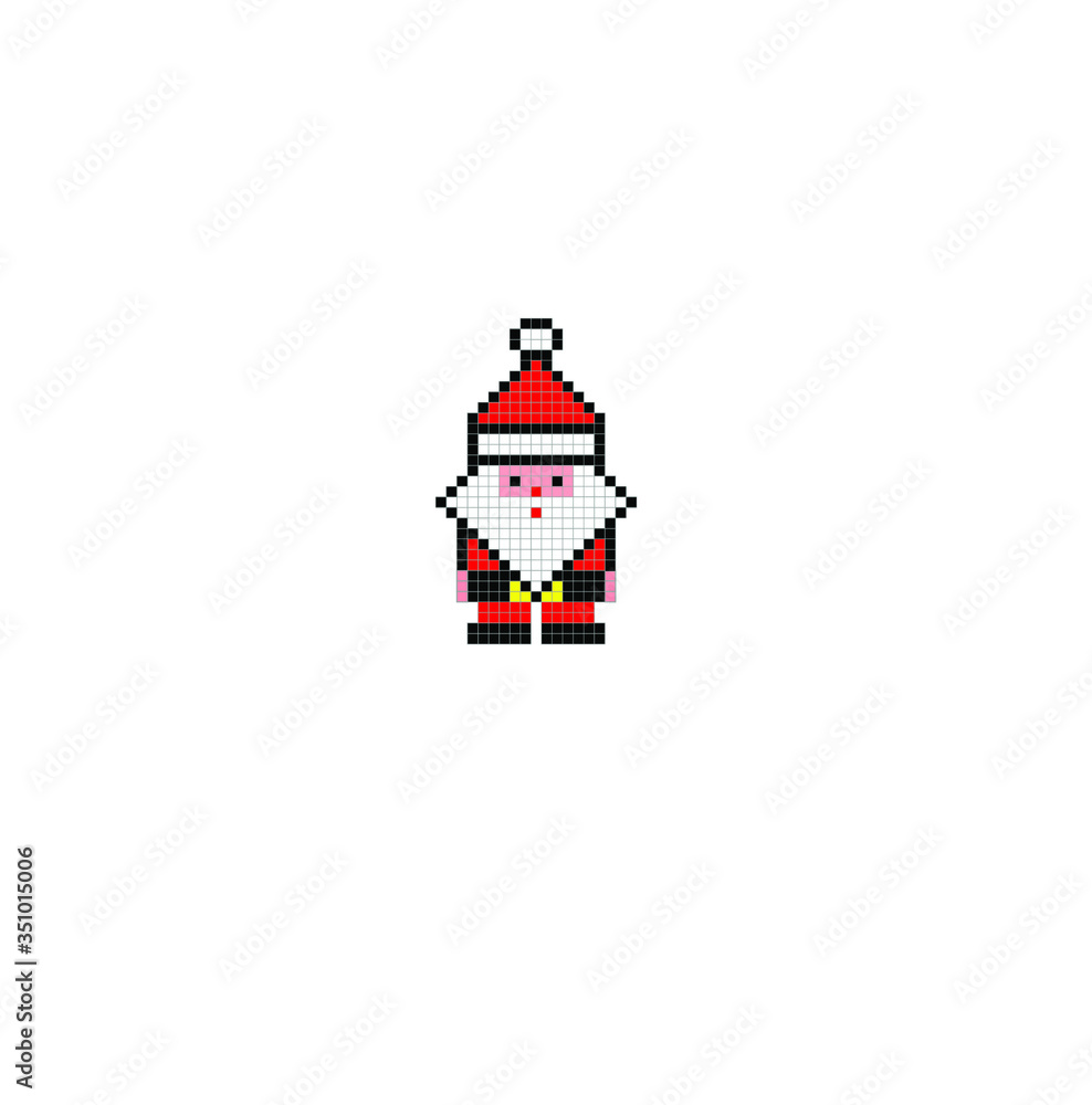 Pixel art vector illustration of Santa Claus on white background. Stock ...