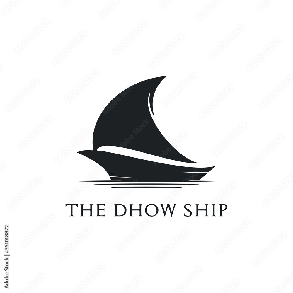 Dhow ship logo design, Traditional Sailboat silhouette vector template ...