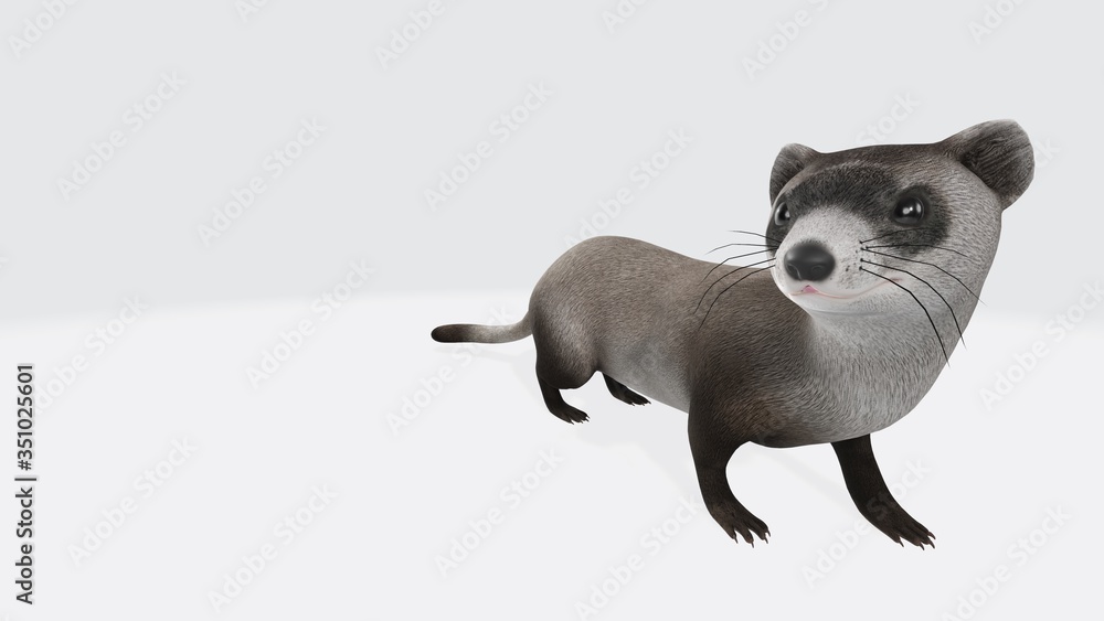 3d illustration of animal. 3d model of Weasel. Stock Illustration ...