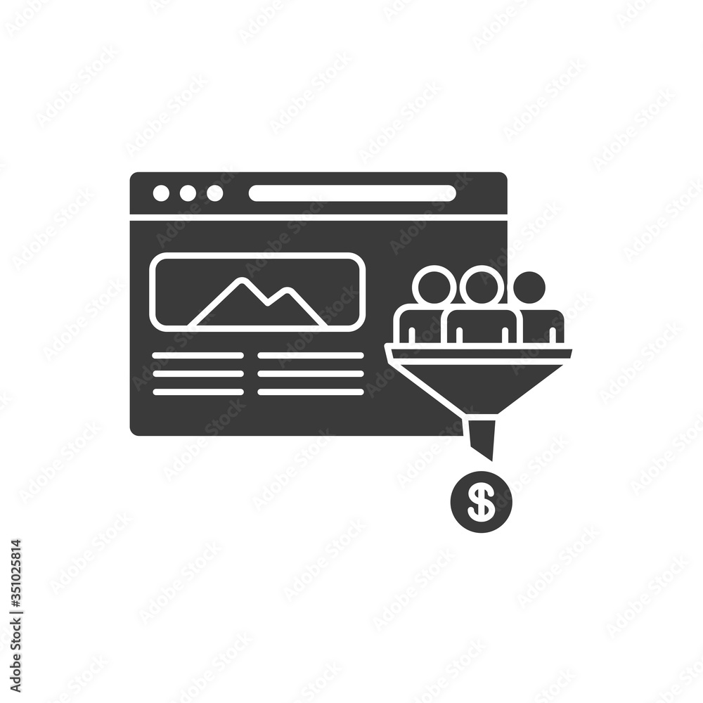 Traffic conversation black glyph icon. Conversion rate optimization ...