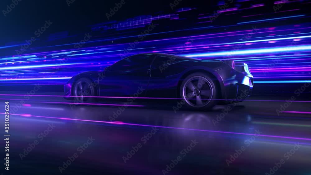 Super fast car going on the road. Action hyperspeed transport and ...