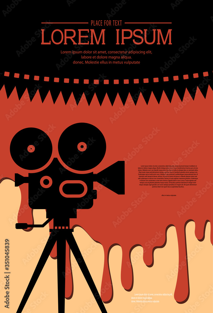 Cinema background for a horror movie festival design. Silhouette of old ...