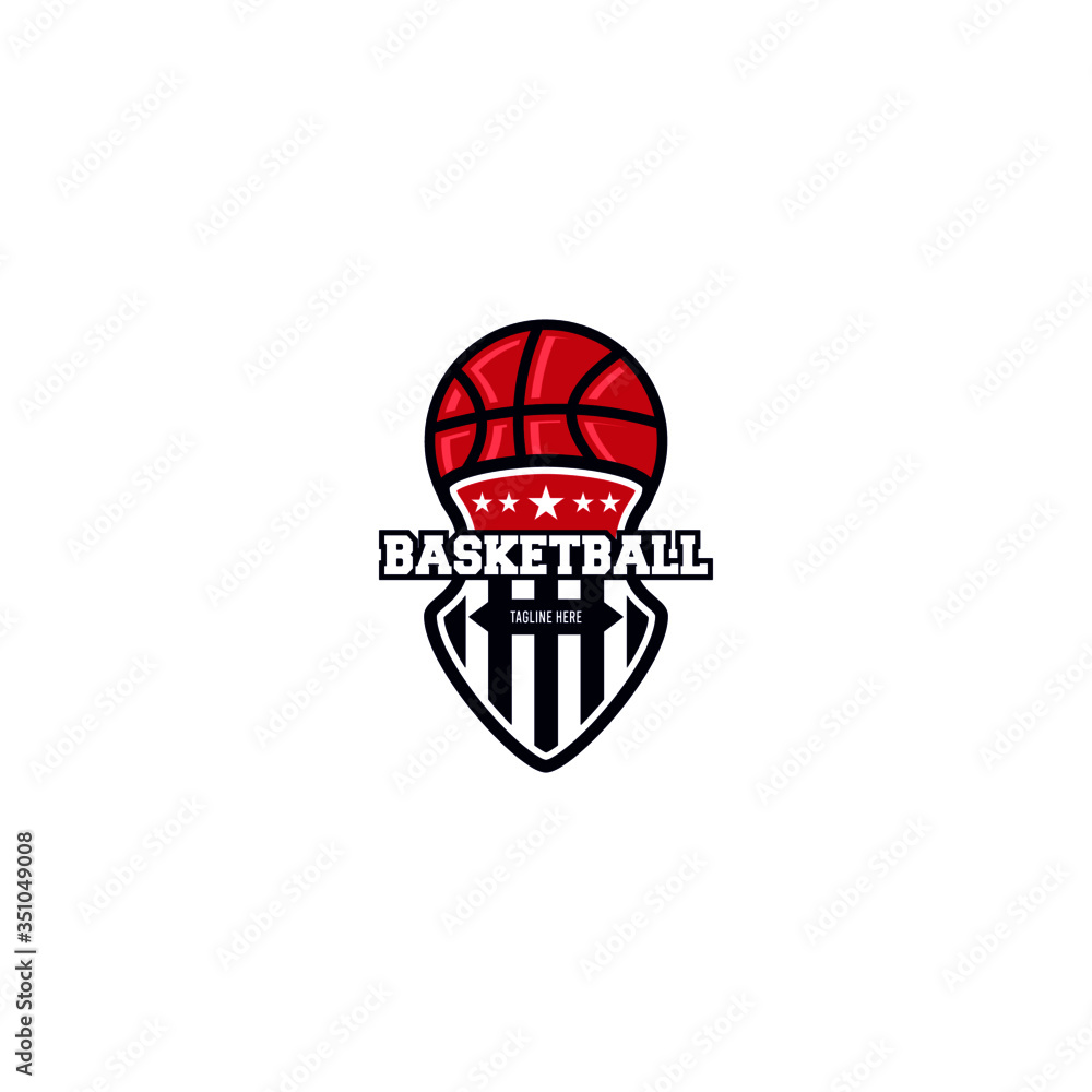 Shield basketball championship logo. modern sport emblem. vector ...
